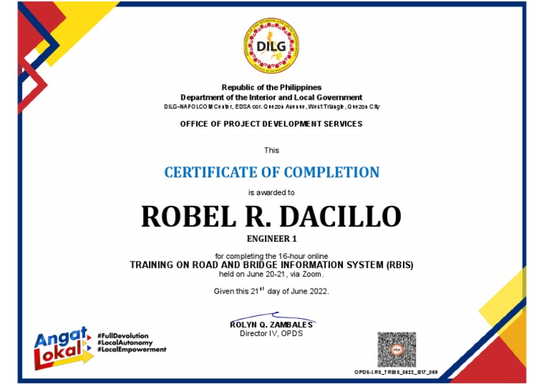 Certificate of Completion for RBIS Training | PDF | Business | Science ...