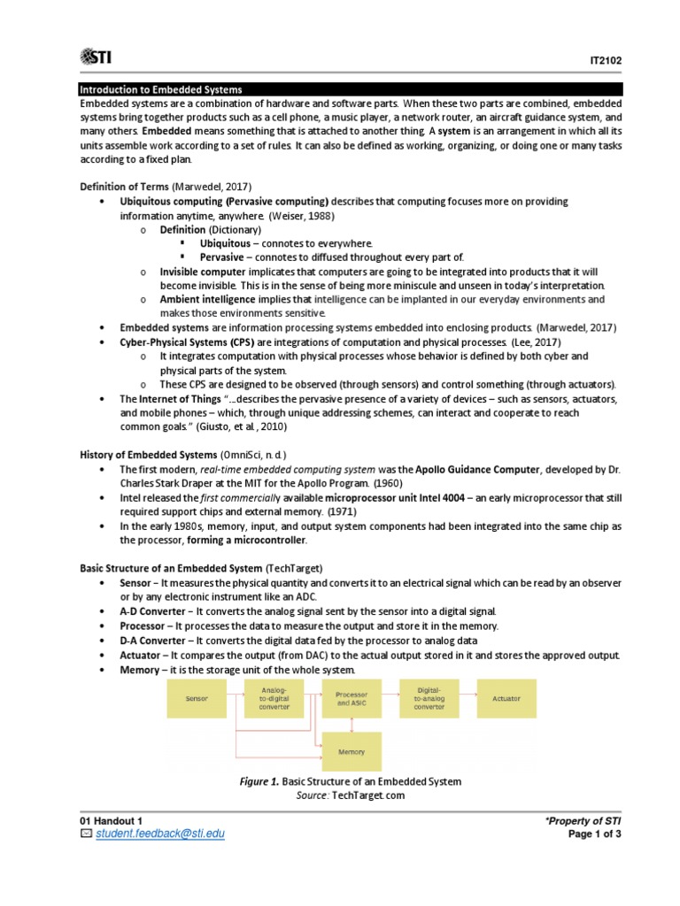 01 Handout 1 | PDF | Embedded System | Microprocessor