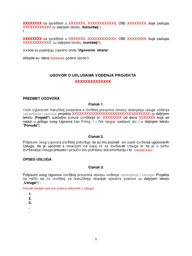 HKIG-Ugovor o Vodenju Projekata | PDF