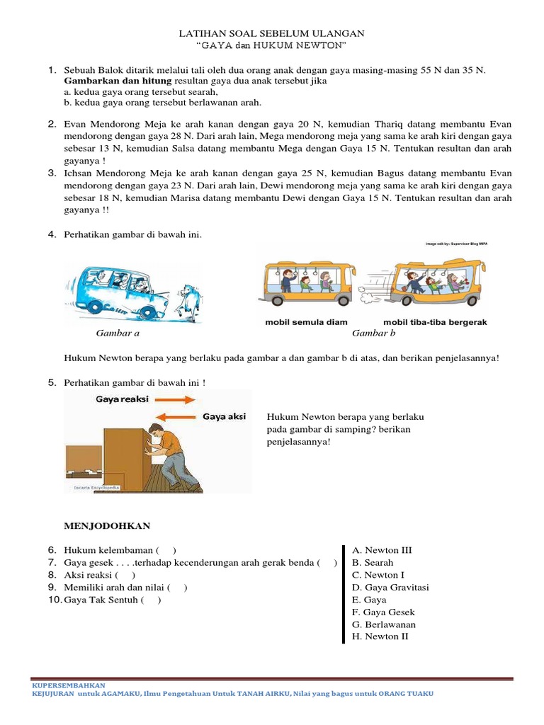 Latihan Soal UH Gerak Dan Gaya | PDF