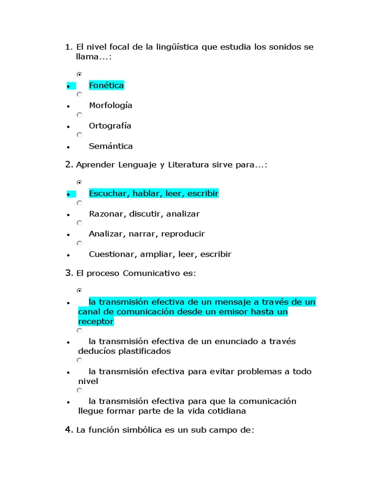 Cuestionarios de Lenguaje y Comunicacion Del Primer Parcial | PDF | Comunicación | Lingüística
