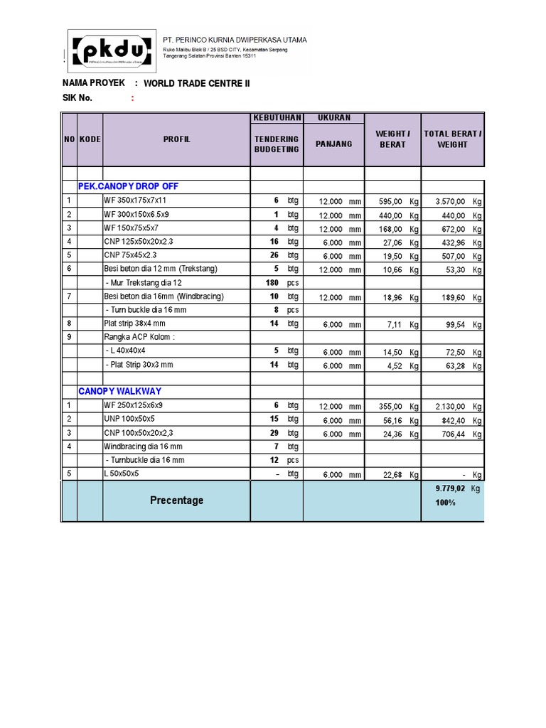 Monitoring Material Proyek WTC Ii | PDF