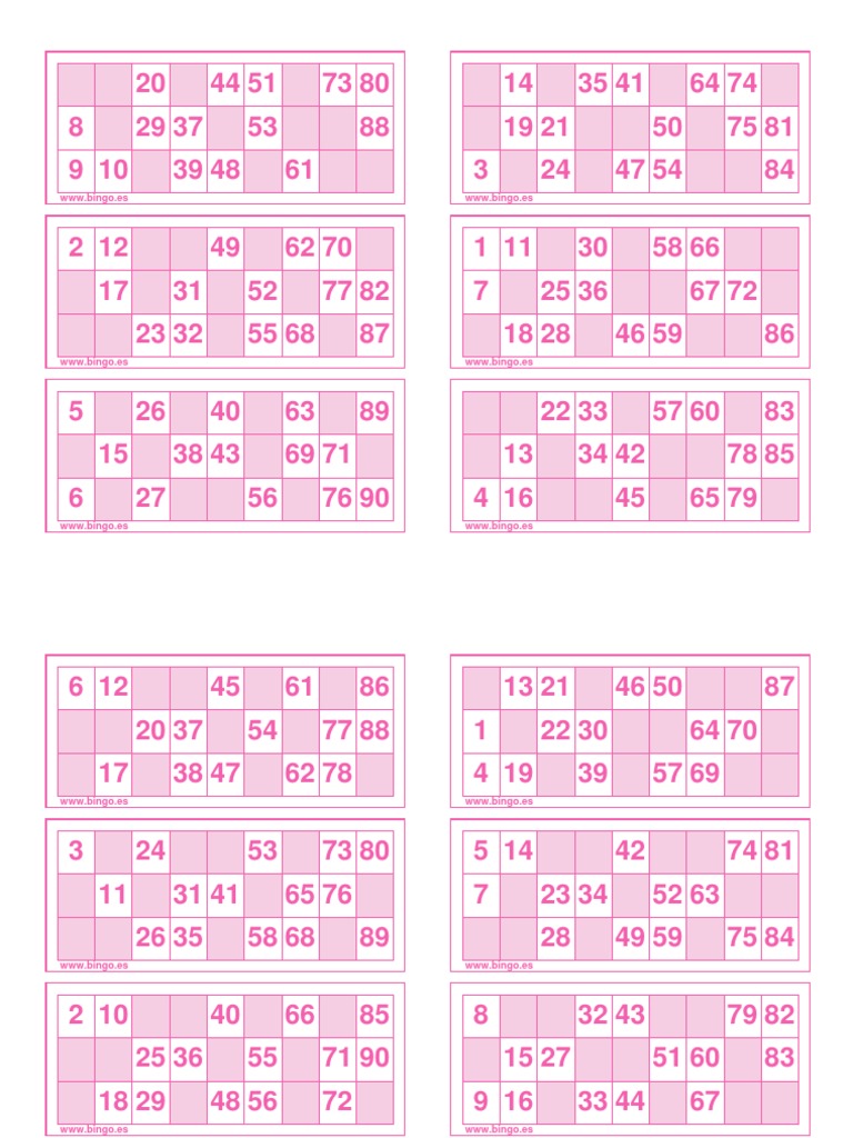 Cartones Bingo 90 Bolas | PDF