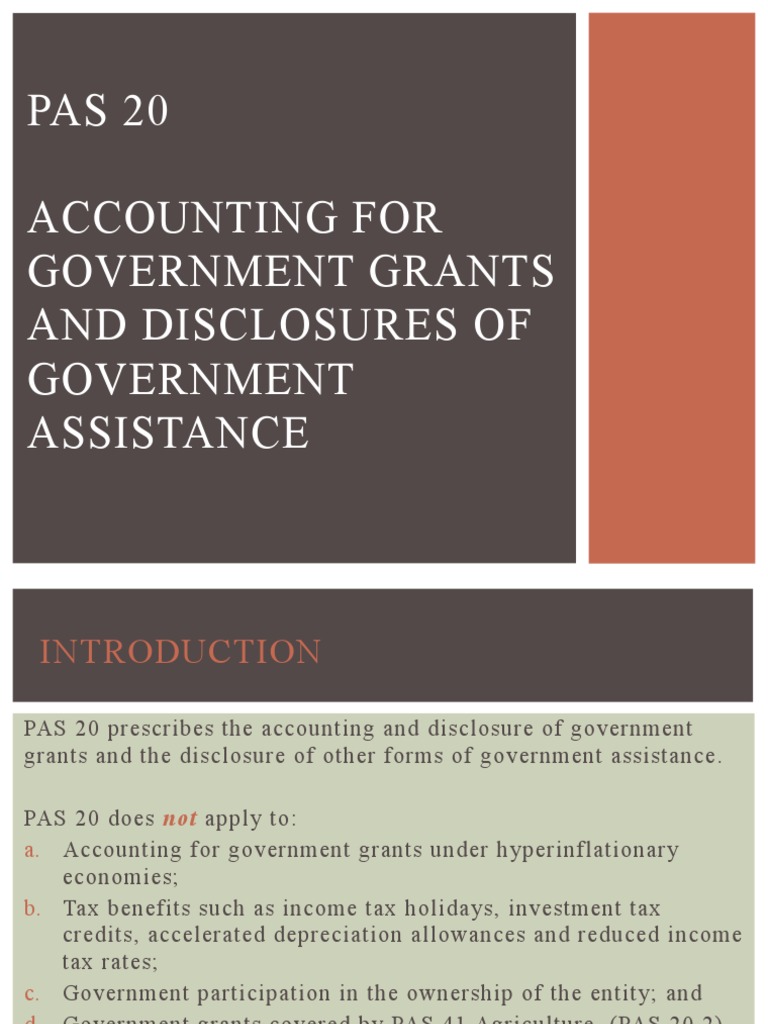 PAS 20 Accounting for Government Grants | PDF | Depreciation | Loans