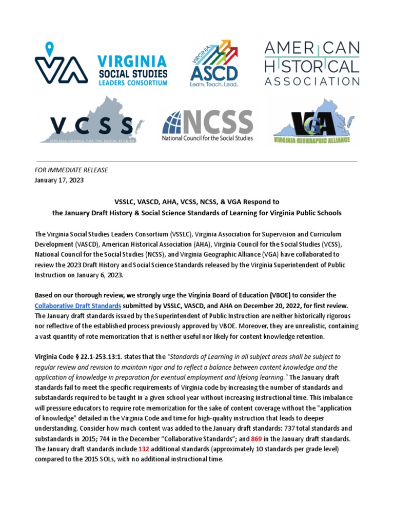 Virginia Education Standards Critique | PDF | Teachers