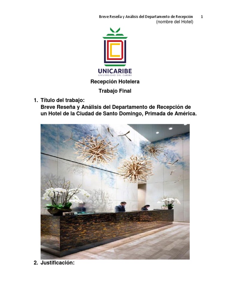 Esquema Trabajo Final Recepcion Hotelera | PDF | Hotel | Alojamientos ...