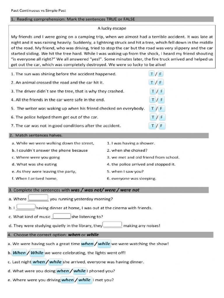 Past Continuous Reading Comprehension Pdf – TOMP