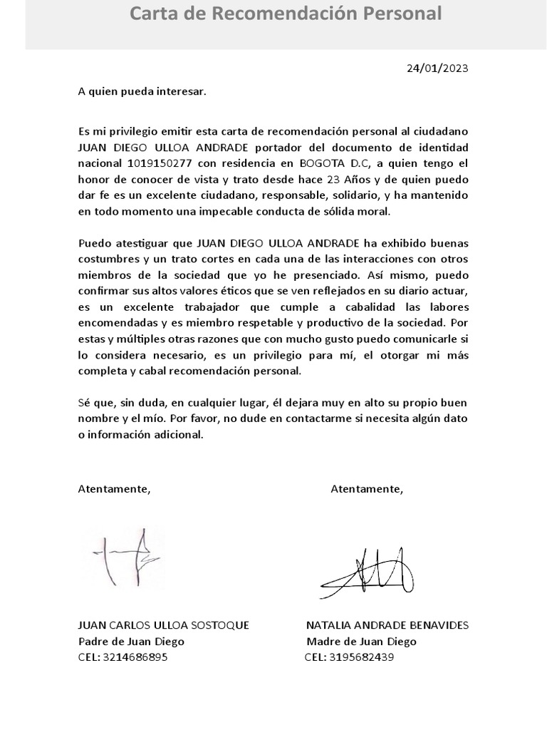 Referencia Personal WORD | PDF