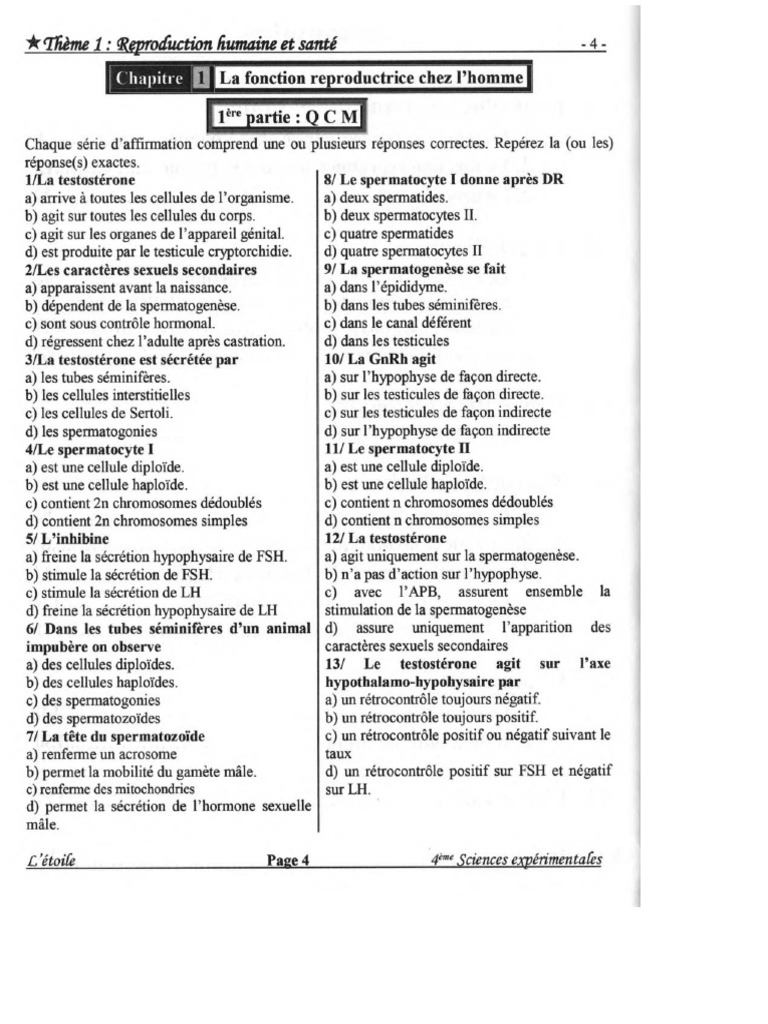 Bac Sciences Reproduction Humaine Chez L'homme | PDF