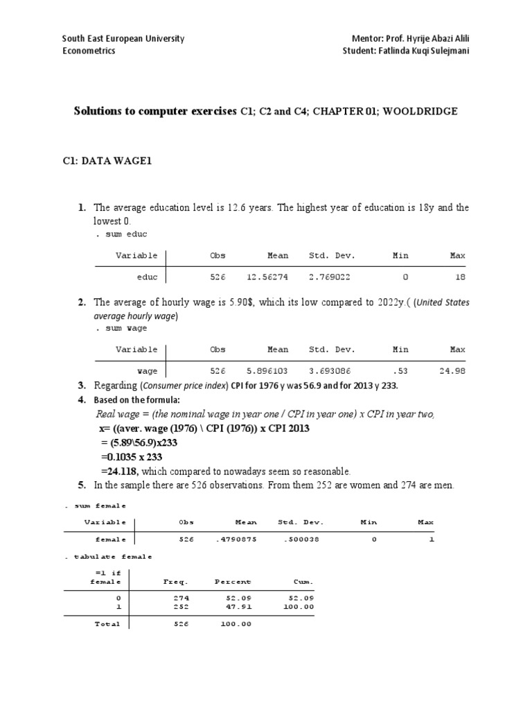 Assignment Econometrics | PDF Assignment Econometrics | PDF