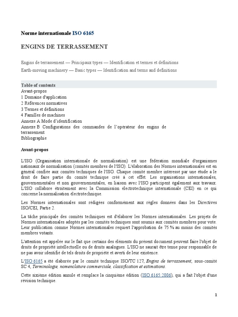 ISO 6165 - Engins de Terrassement | PDF | Commission électrotechnique ...