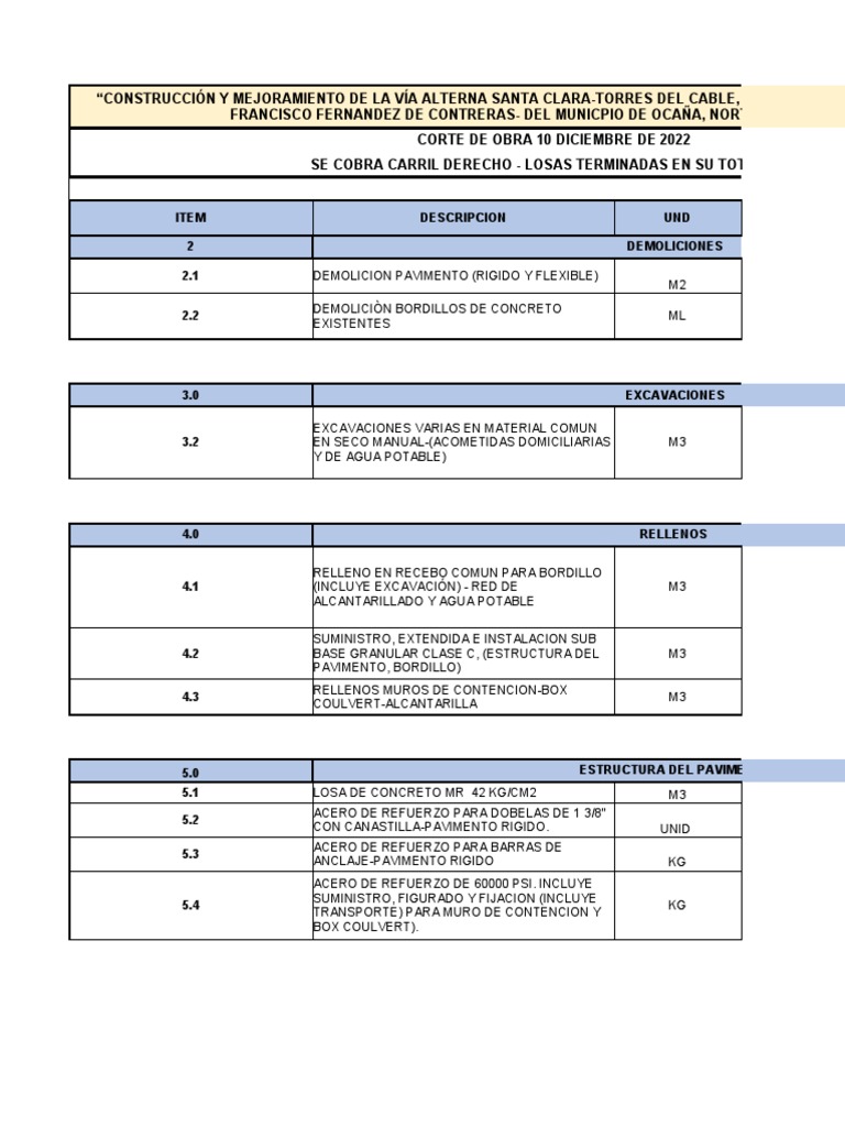 Corte de Obra 10 Dic 2022 | PDF | Construyendo tecnología | Ingeniería ...