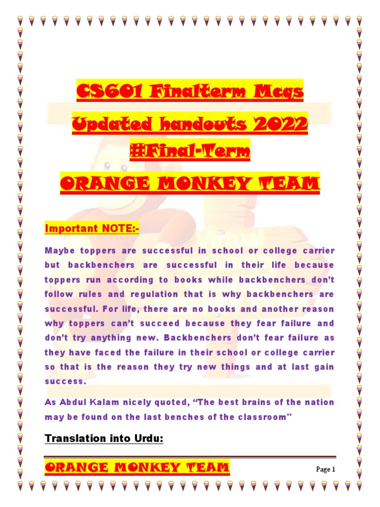 CS601 Updated Finalterm Mcqs | PDF | Ethernet | Computer Network