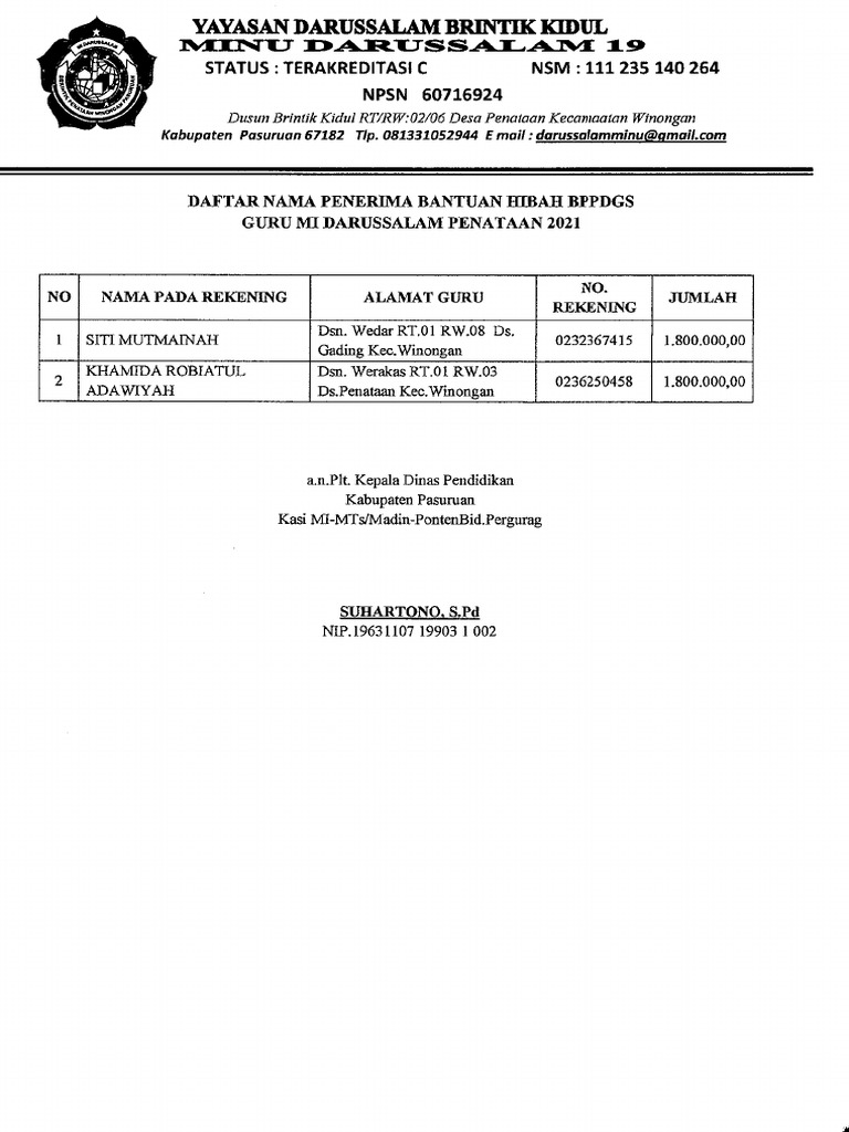 Lampiran Surat Pemindahan Buku Rek Bpdgs | PDF