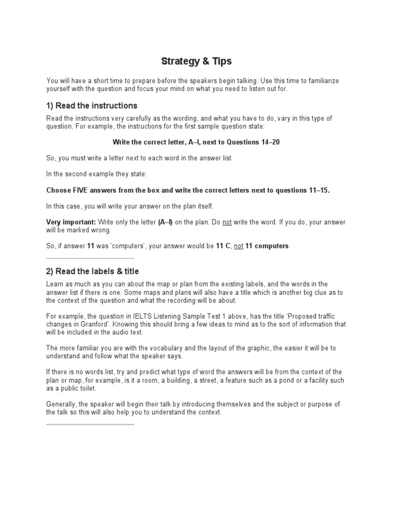 Strategies and Tips for Successfully Answering Map and Plan Questions ...