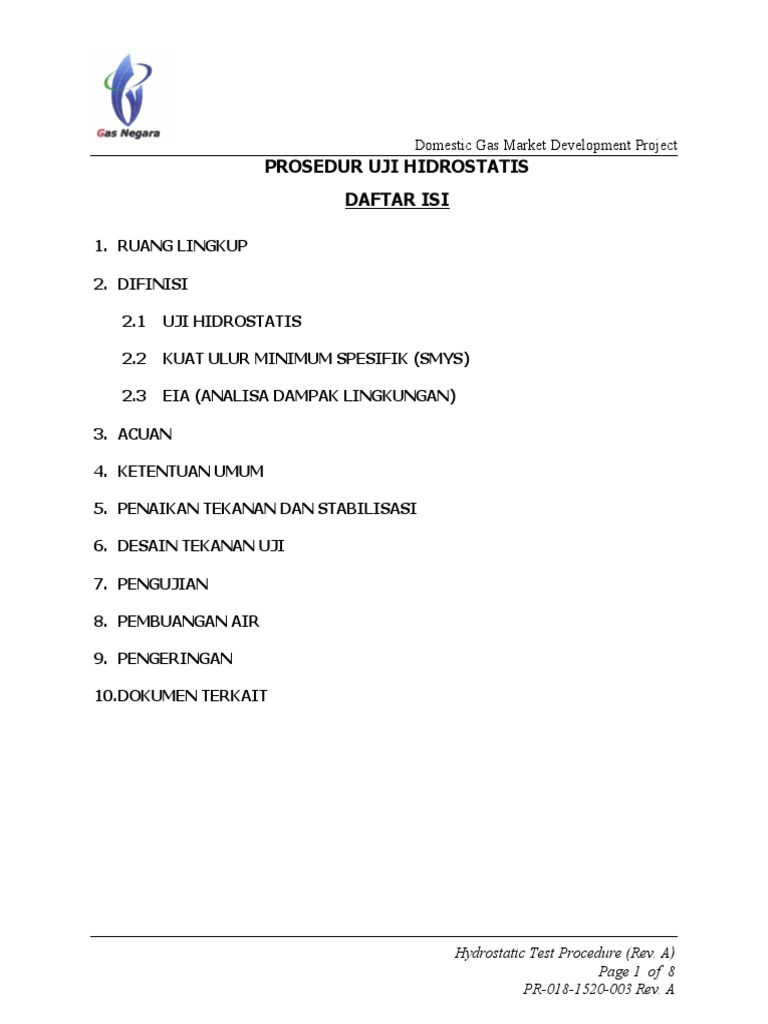 Hydrostatic Test Procedure | PDF