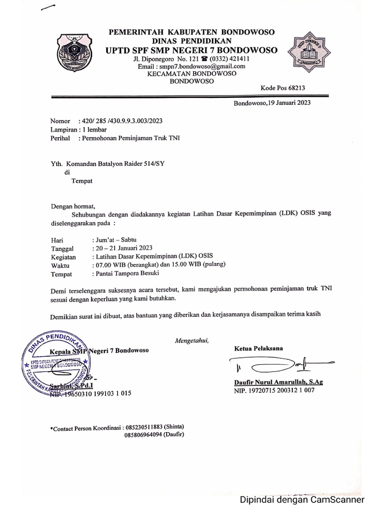 Surat Peminjaman Truk Tni | PDF