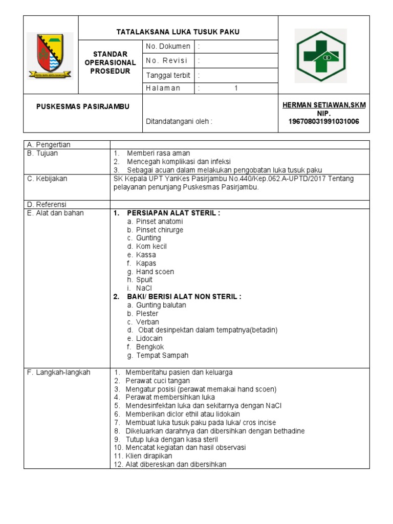 Tatalaksana Luka Tusuk Paku | PDF