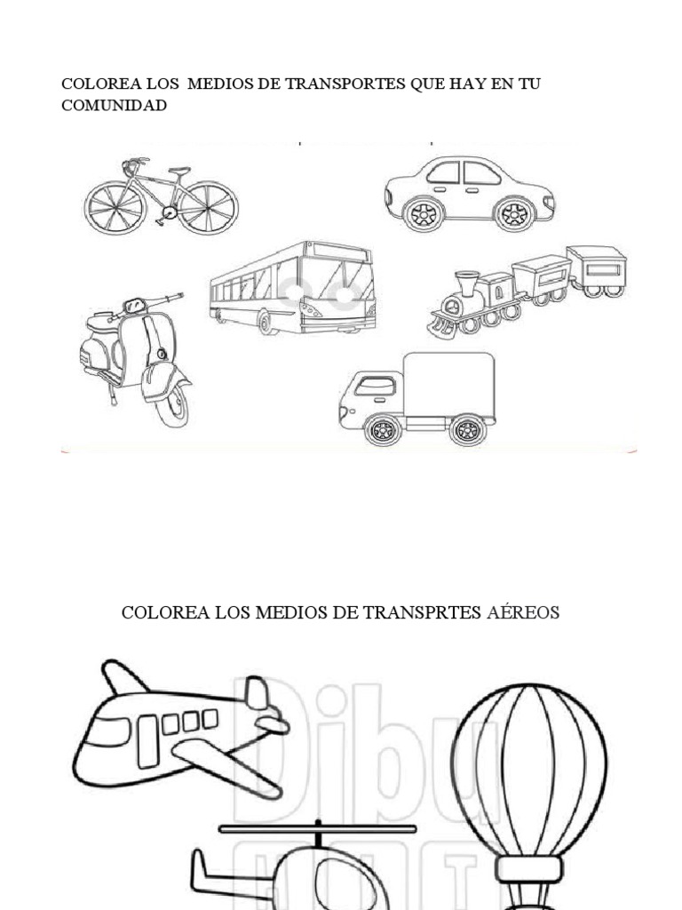 Colorea Los Medios de Transportes Que Hay en Tu Comunidad | PDF