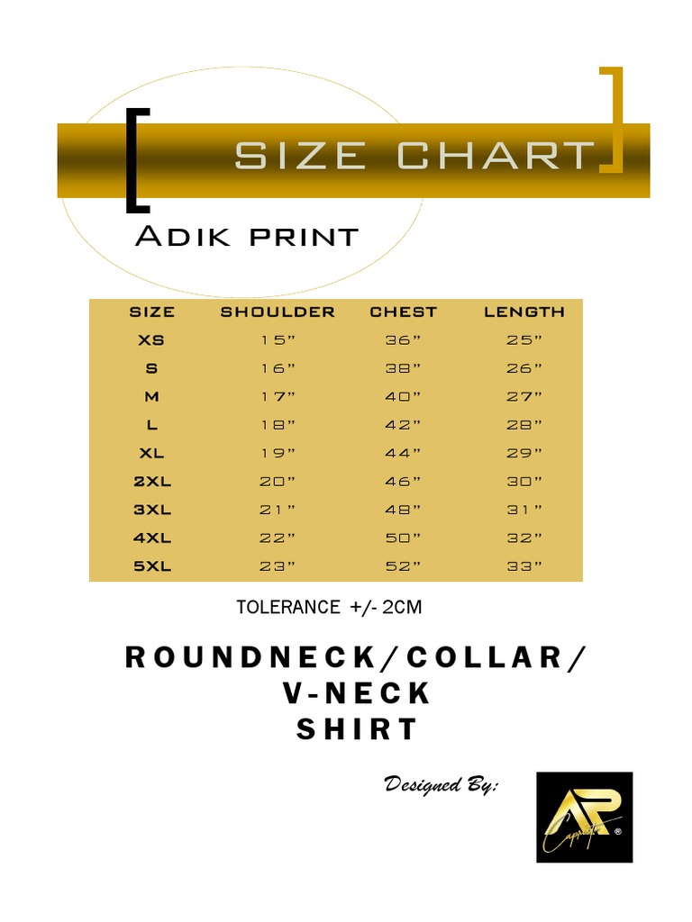 Sizing Chart Adik Print | PDF