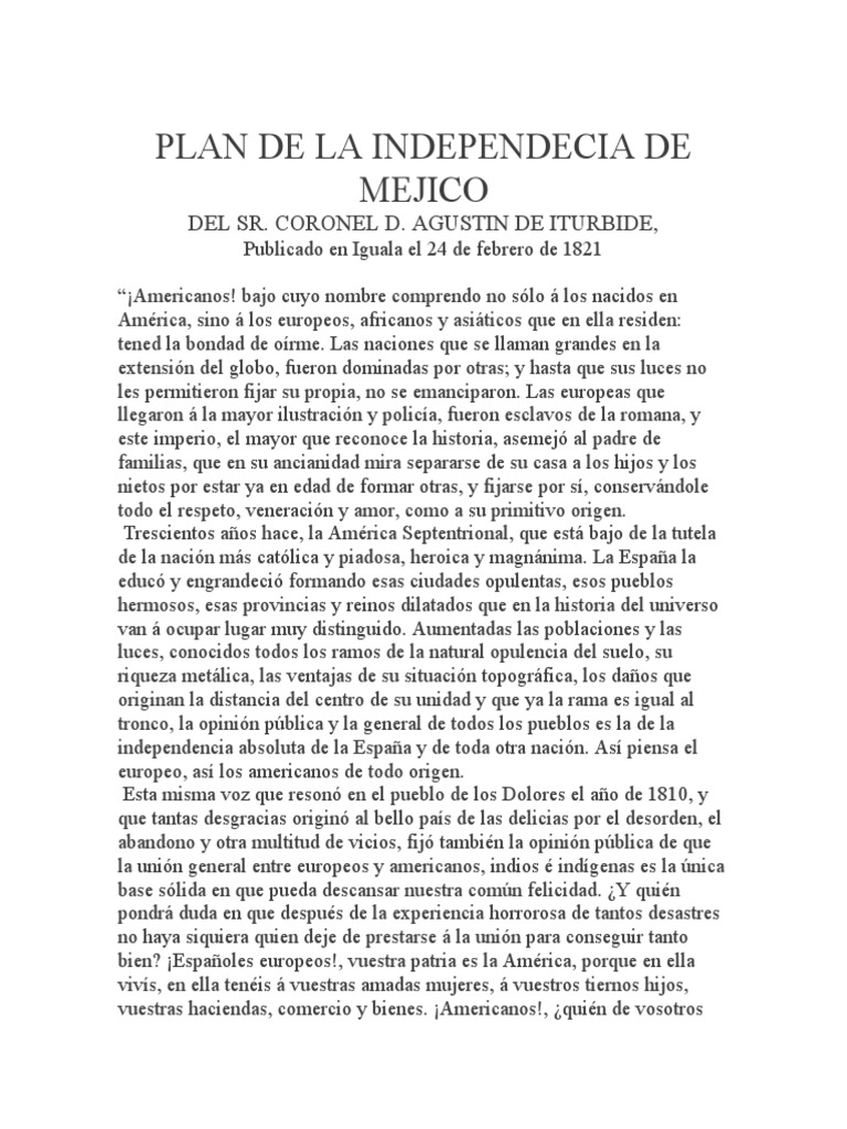 Plan de Iguala | PDF | España | Nueva españa