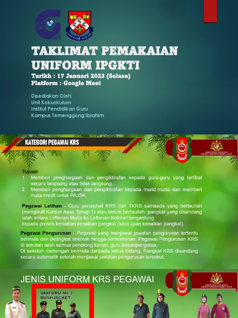 Taklimat Uniform IPGKTI 2023 | PDF