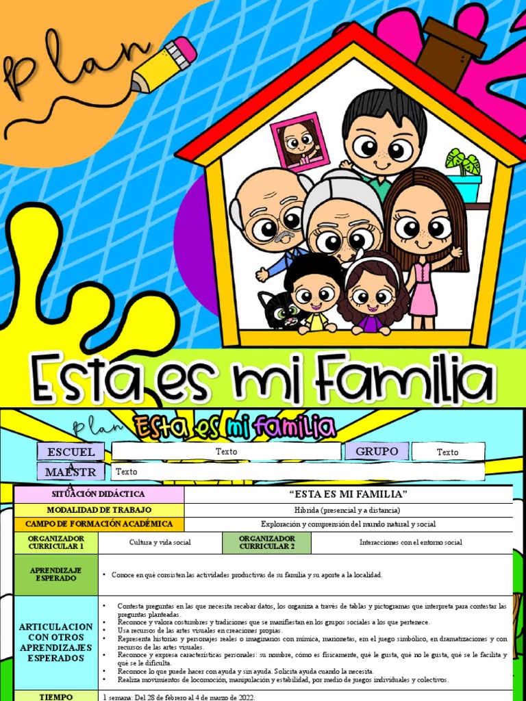 Plan Esta Es Mi Familia Dulce Candy-1 | PDF | Salón de clases | Aprendizaje