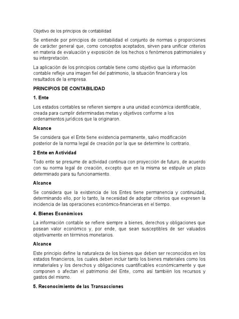 Objetivo de Los Principios de Contabilidad | PDF