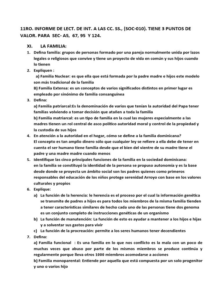 11ro. Informe-Tarea de Int. A Las Cc. SS., para Sec-95 | PDF | Divorcio | Familia