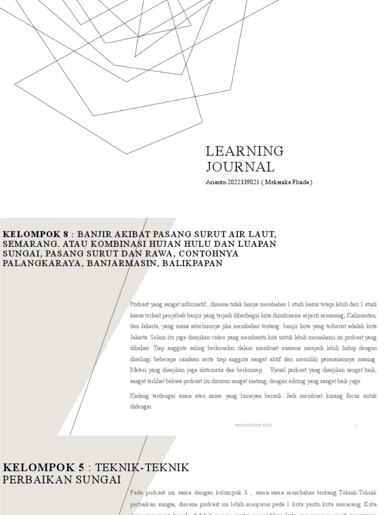 Arianto (2022339021) Mekanika Fluida Learning Journal | PDF