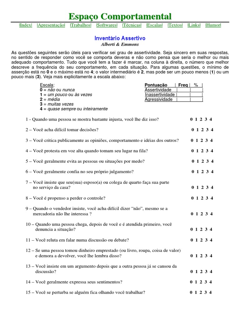 Inventário de Assertividade 2 | PDF | Comportamento