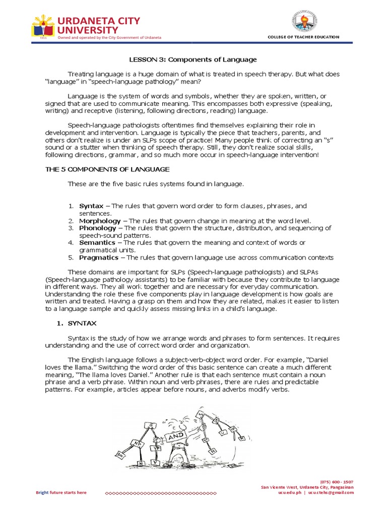 Lesson 3: Components of Language | PDF | Morphology (Linguistics) | Word