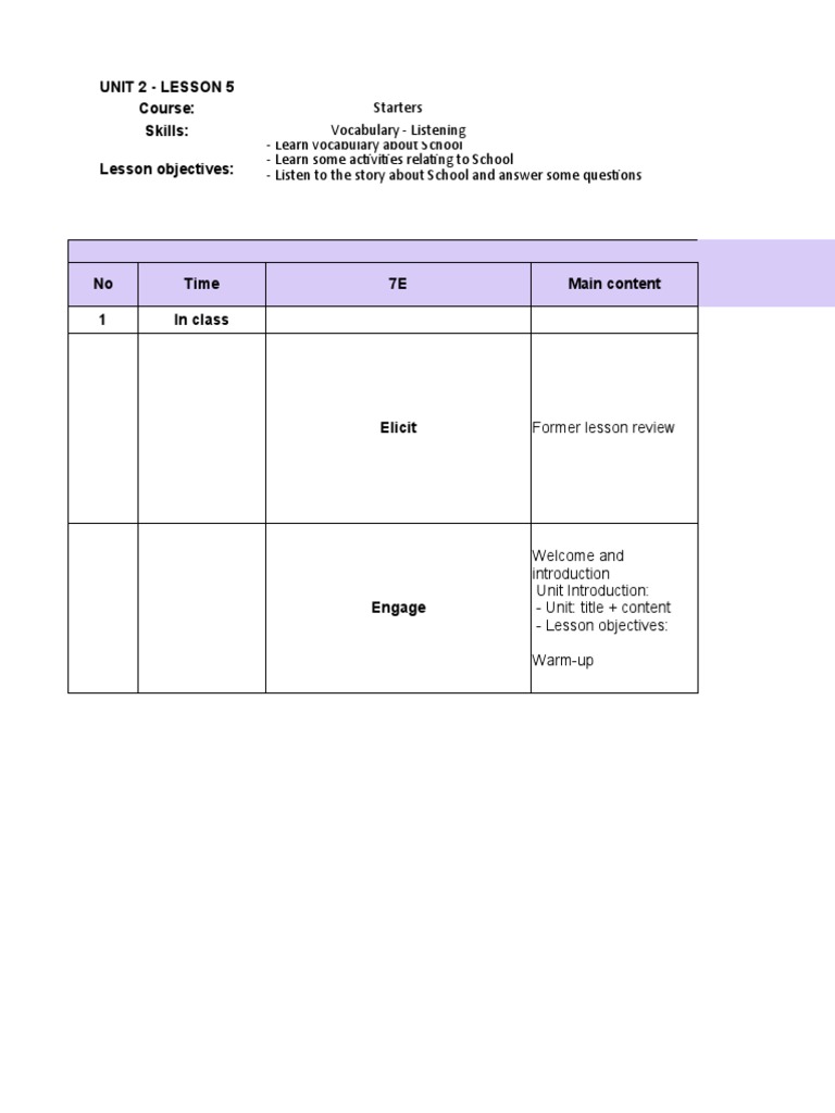 (Kid - S Box - Starters) - Unit 2 - Lesson 5 - Lesson Plan | PDF | Lesson Plan | Teachers