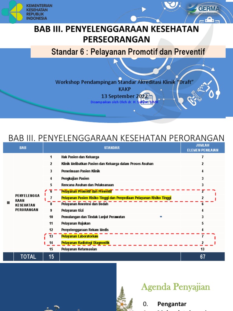 Standar Akreditasi Klinik - Bab 3 Standar 6 Promotif - Askar | PDF