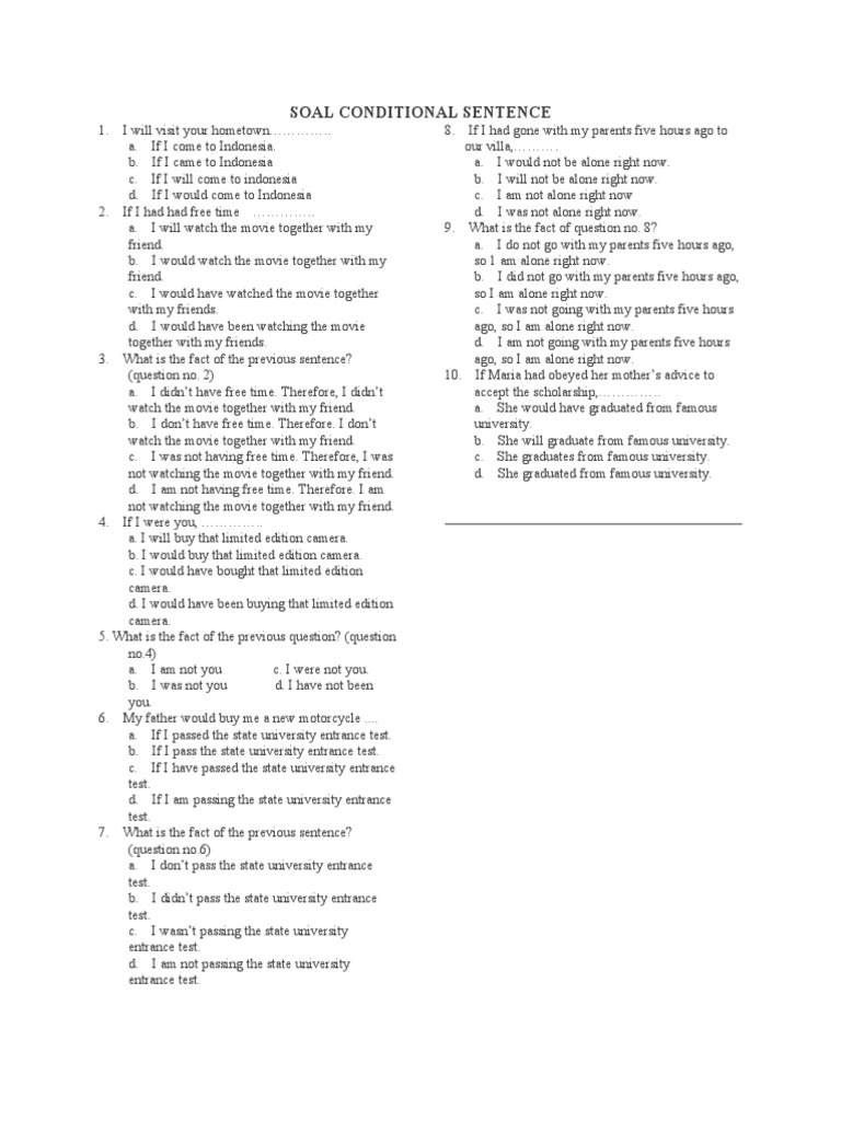 Soal Conditional Sentence | PDF