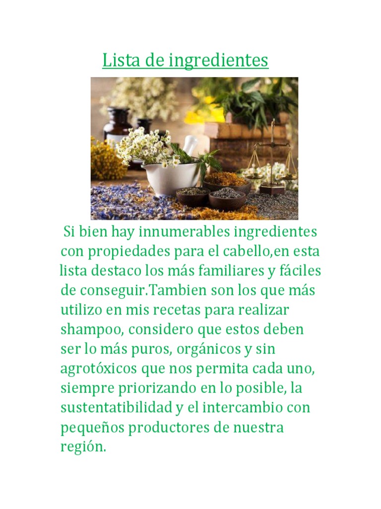 5 Listas de Ingredientes | PDF | Pelo