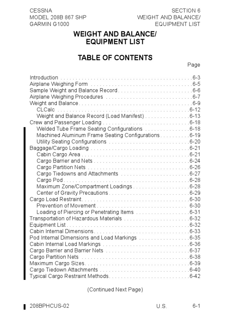 Sect 6. Weight and Balance | PDF | Aircraft | Aerospace Sect 6. Weight and Balance | PDF | Aircraft | Aerospace