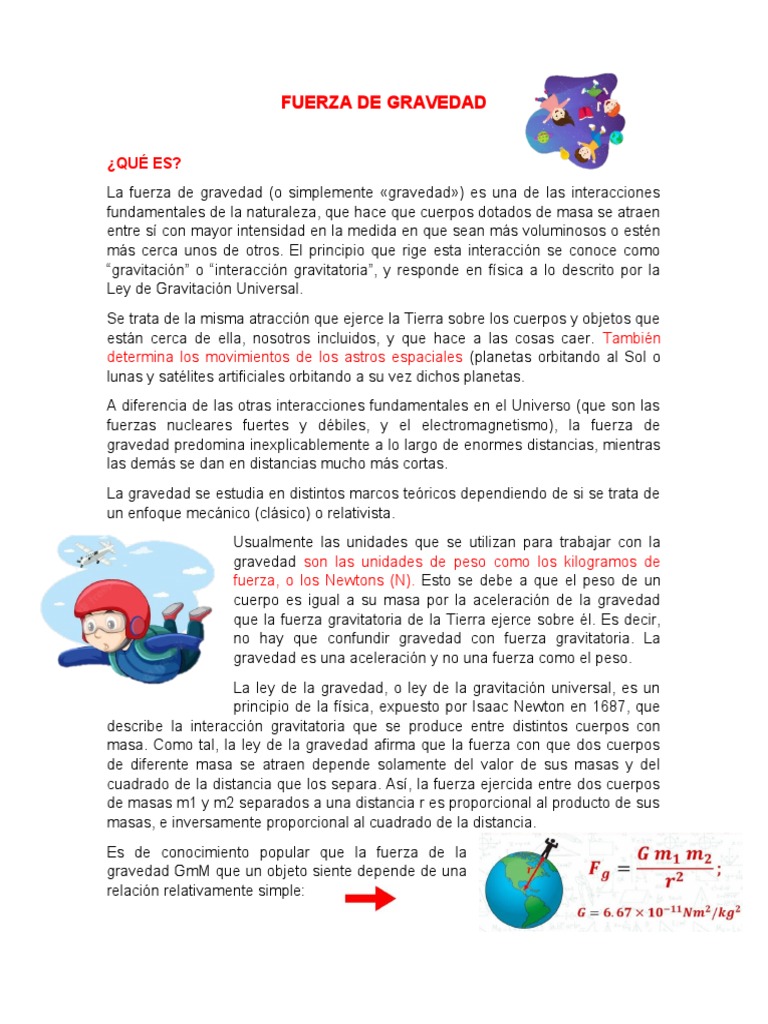 Fuerza de Gravedad | PDF | Gravedad | Fuerza