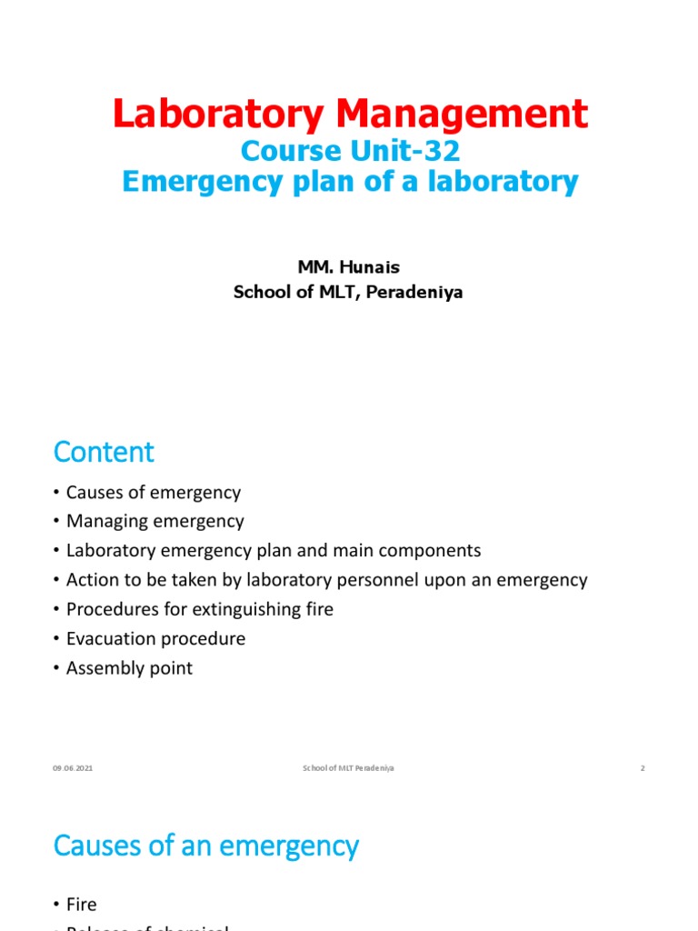 Laboratory Emergency Plan | PDF | Emergency Management | Emergency