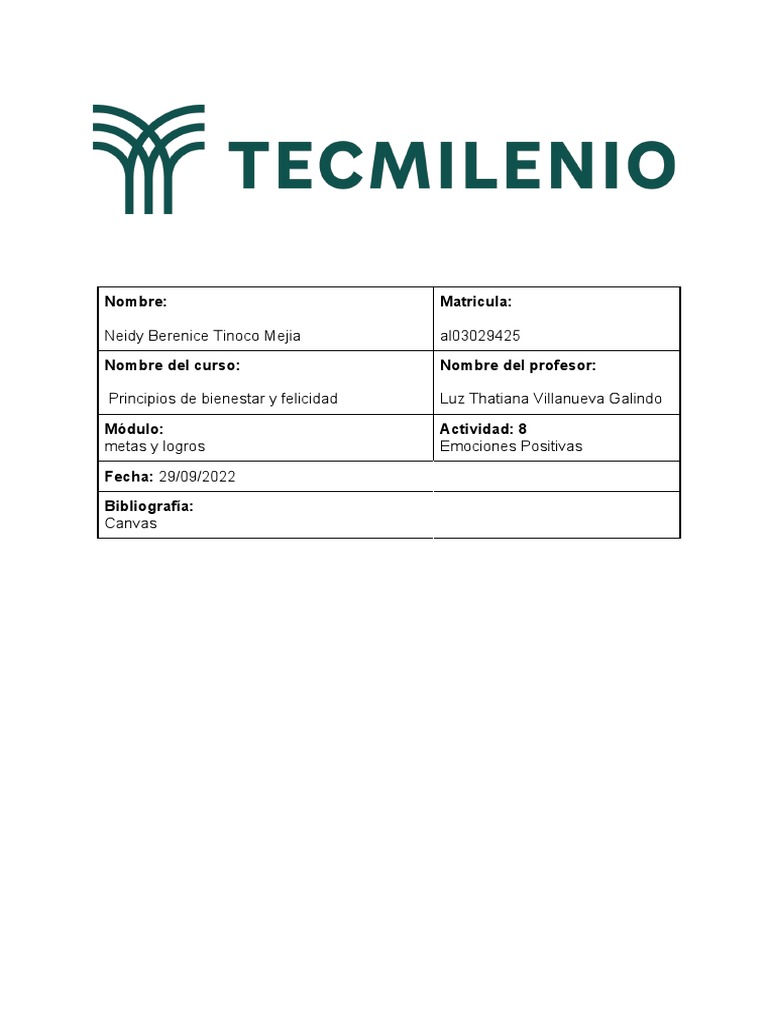 Actividad 8 - Metas y Logros | PDF