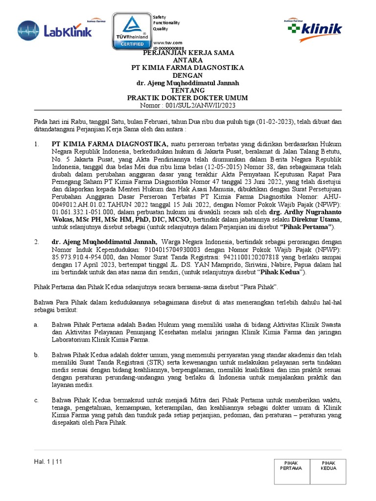 DRAFT FINAL PKS DOKTER UMUM Dr. Ajeng Muqhoddimatul Jannah | PDF