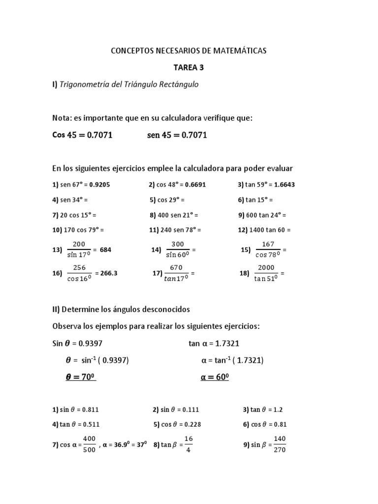 Tarea 3 I) Trigonometría Del Triángulo Rectángulo: 200 Sin 17 300 Sin ...