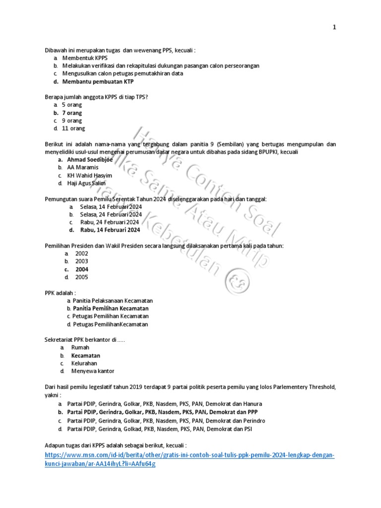 Latihan Tertulis Kisi-Kisi Soal2 | PDF