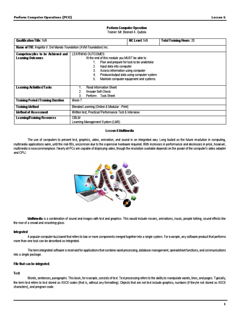 Lesson 6 PCO Multimedia-PRE FINALS | PDF | Graphics | Programming