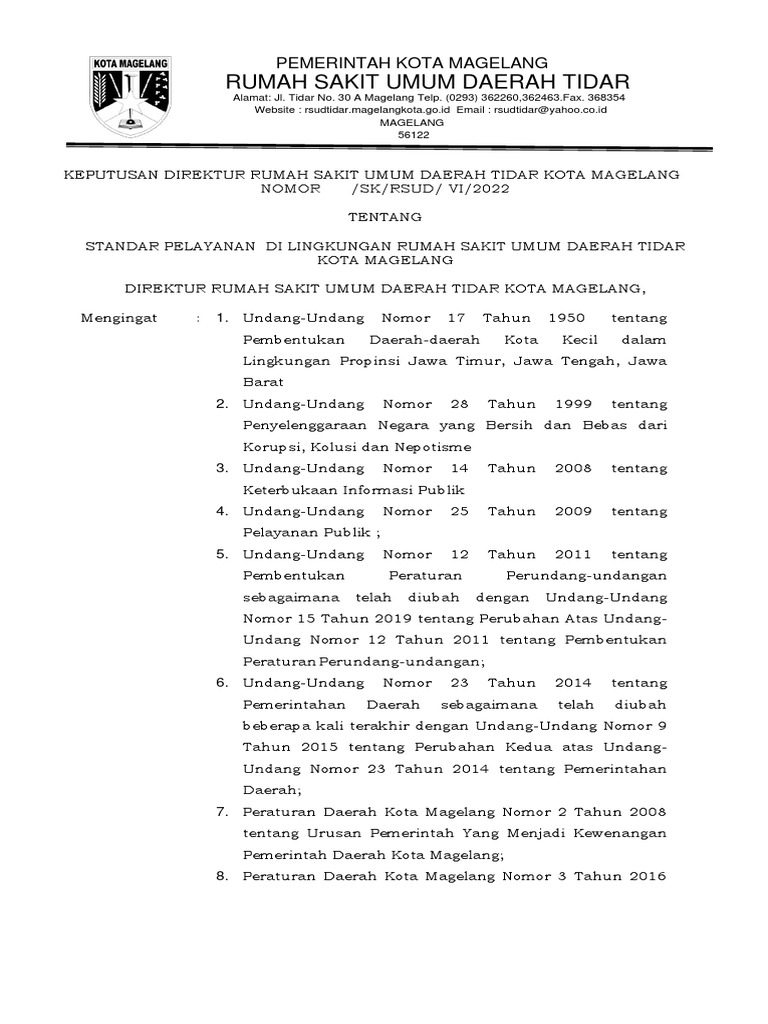 SK SPP - Maret RSUD Tidar 2022 | PDF