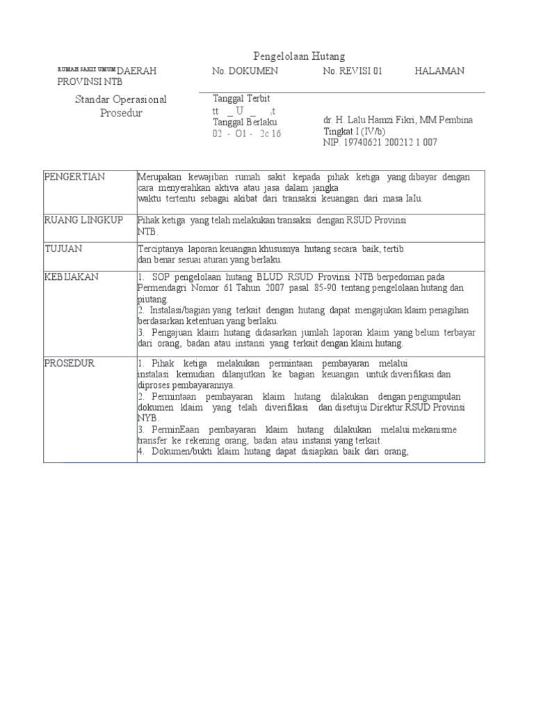Sop Pengelolaan Hutang | PDF