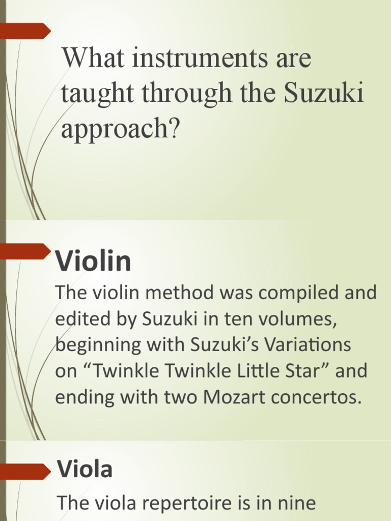 Instruments in Suzuki Method | PDF | Foreign Language Studies | Art