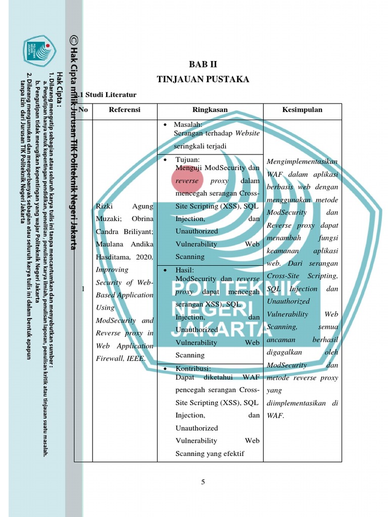 Bab 2 Sd Bab 4 Isi Skripsi Implementasi Serta Analisa Modsecurity Dan Reverse Proxy Untuk