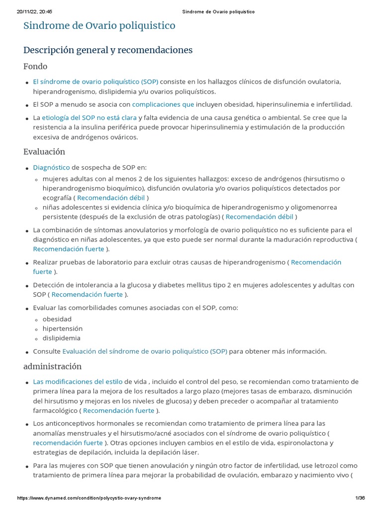 Sindrome de Ovario Poliquistico DYNAMED | PDF | Sindrome de Ovario ...