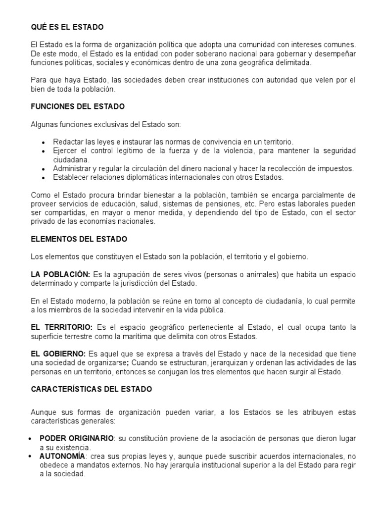 Definición y funciones del Estado | PDF | Estado (política) | Nación
